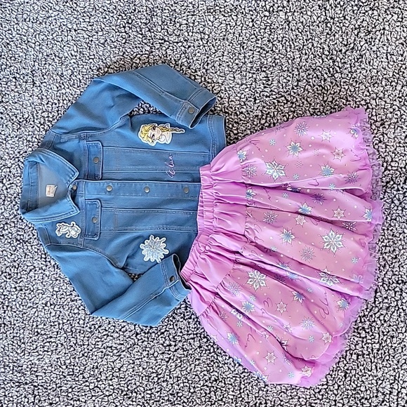 Disney | Matching Sets | Disneys Frozen Denim Jacket Tutu Skirt Set ...